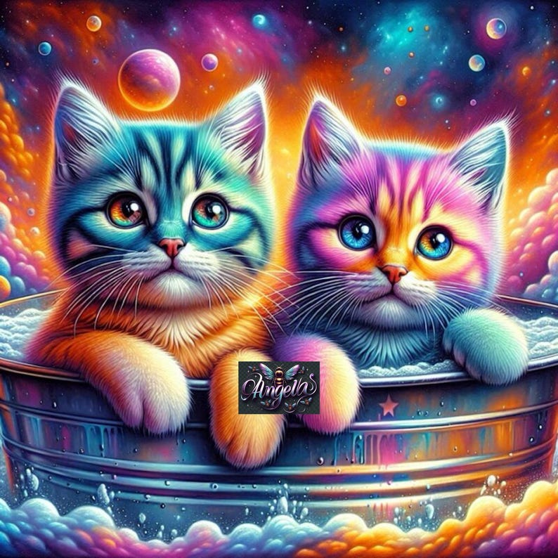 High Resolution Digital Download, Colorful Cats, 4 Images - Etsy