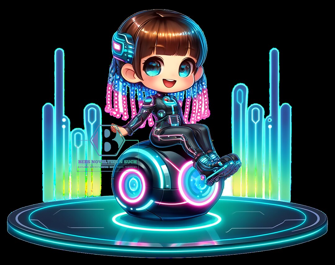 Futuristic Neon Lights Character Digital Download, 4 High-resolution ...