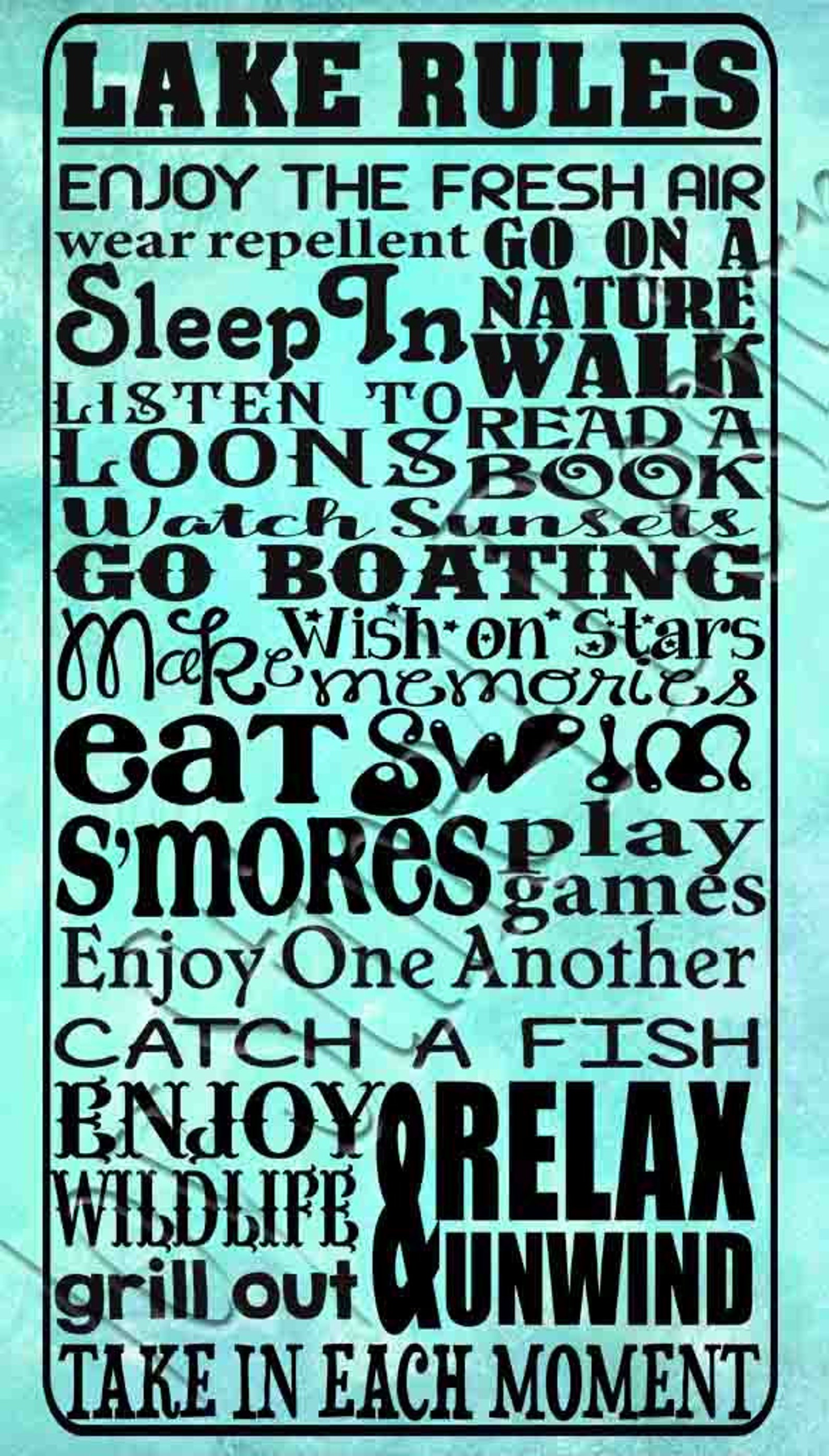 Lake Rules Sign SVGPNGJPEG | Etsy