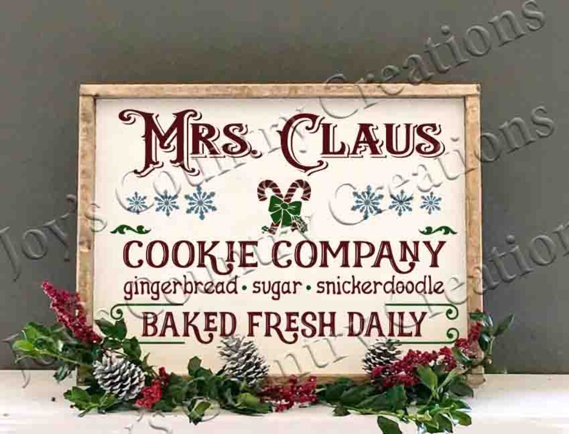 Mrs. Claus Cookie Company Candy Canes Christmas Sign Santa - Etsy