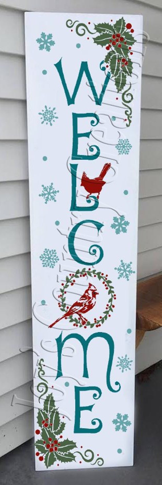 Winter Welcome Sign Cardinal Holly Christmas Welcome Sign - Etsy Canada