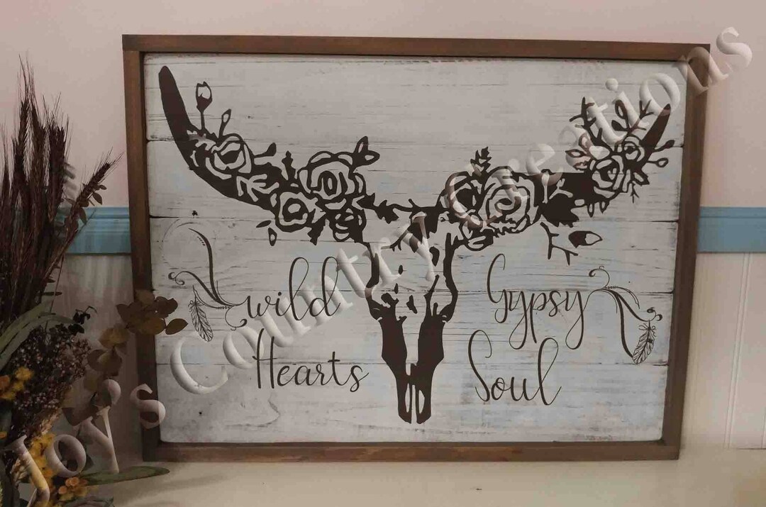 Wild Heart Gypsy Soul Longhorn Skull SVG, PNG, JPEG - Etsy