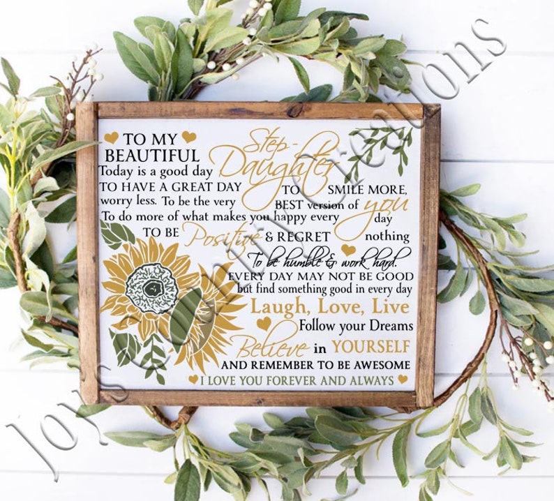 To My Beautiful Step Daughter Sunflowers Children Sign - Etsy
