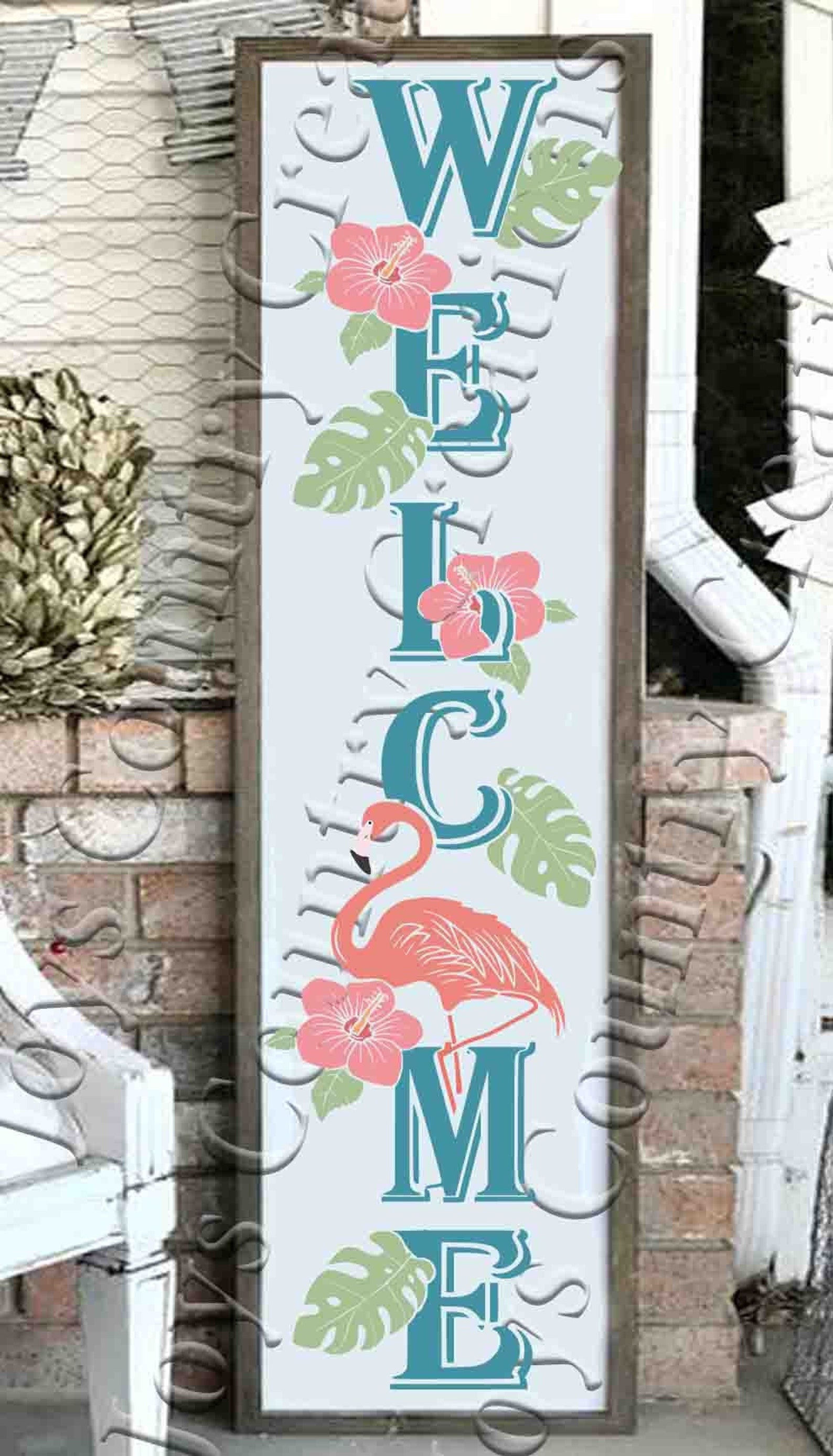 Welcome Porch Flamingo Hibiscus Summer Sign Summer Porch - Etsy