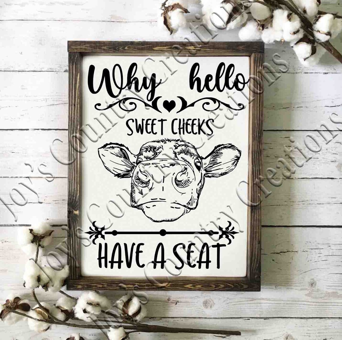 Why Hello Sweet Cheeks Cow Farm Animals Bathroom Sign | Etsy