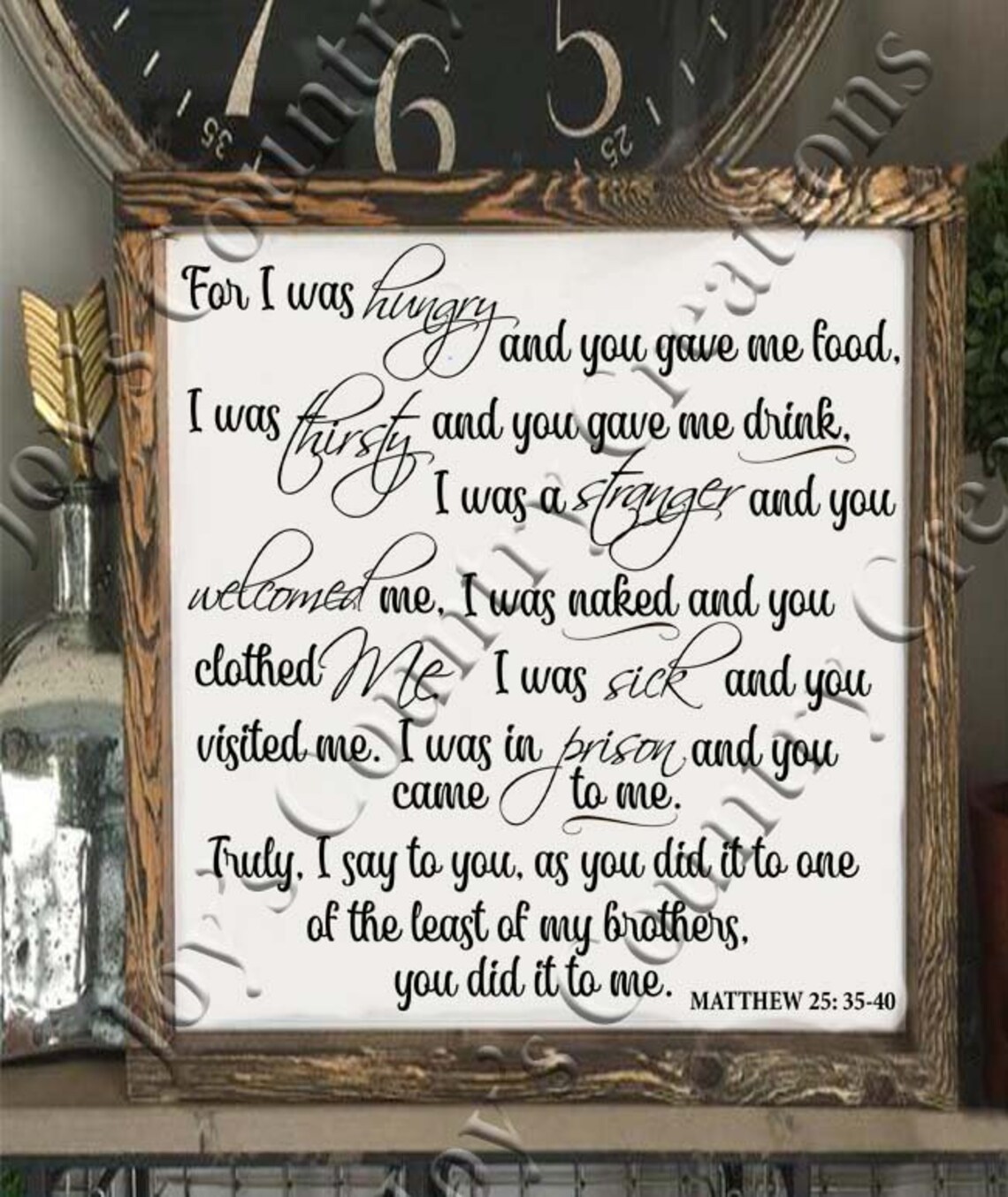 For I was hungry Matthew 25: 35 & 40 Scripture svg | Etsy