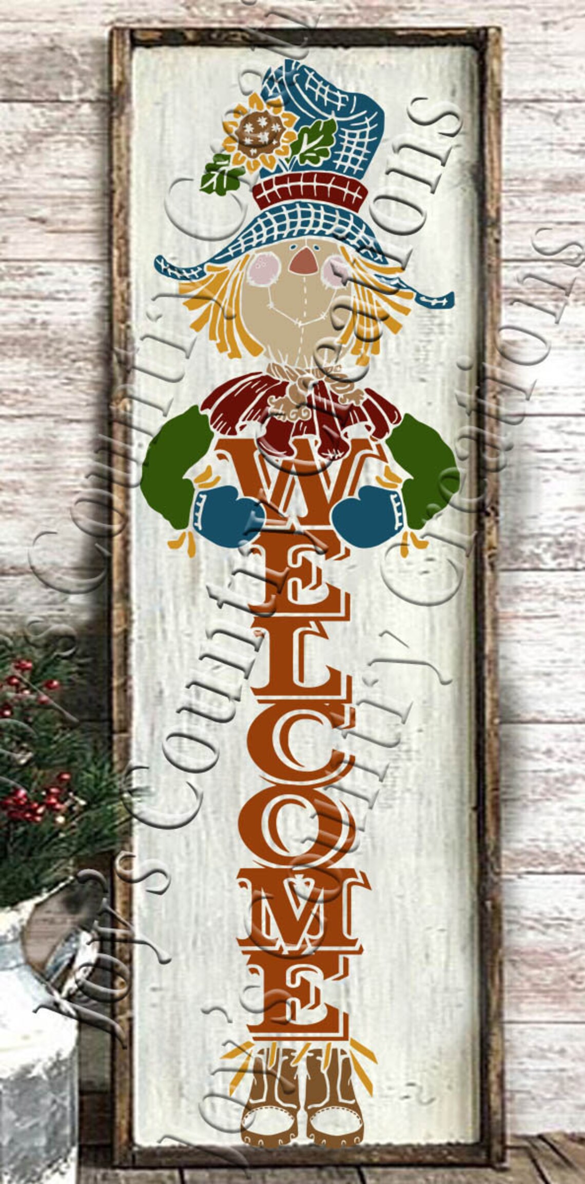 Scarecrow Welcome Svg Welcome Sign Scarecrow Sign Fall - Etsy
