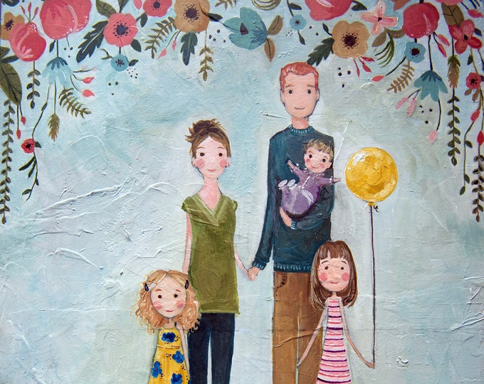 Family Portrait Illustration, Custom Family Portrait Painting ...