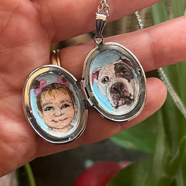 Custom Hand-painted Locket, Personalized Gift, Miniature Painting ...