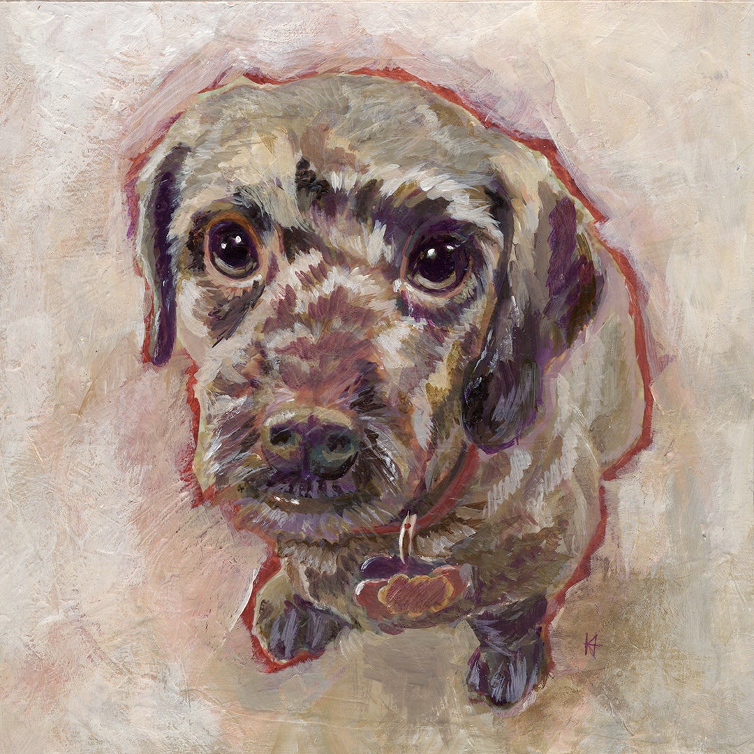 Custom Pet Portrait, Hand-painted Dog Art, Original Wood Panel Painting ...
