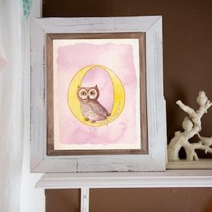 O is for Owl Nursery Animal, Alphabet Letters, ABC, Animals Prints for ...