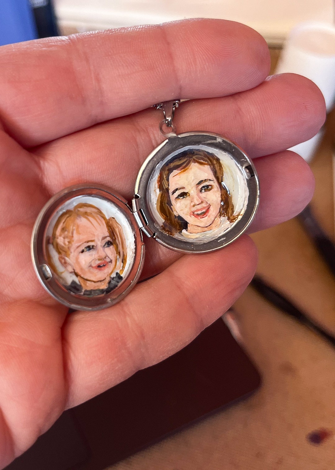 Custom Hand-painted Locket, Personalized Gift, Miniature Painting ...
