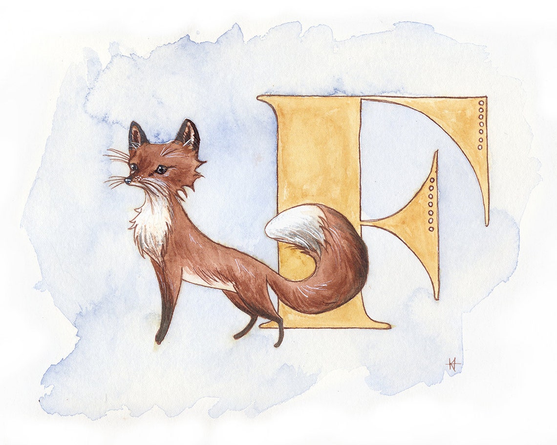 Fox Print, Nursery Animal Print, Alphabet Cards Animals, Alphabet ...