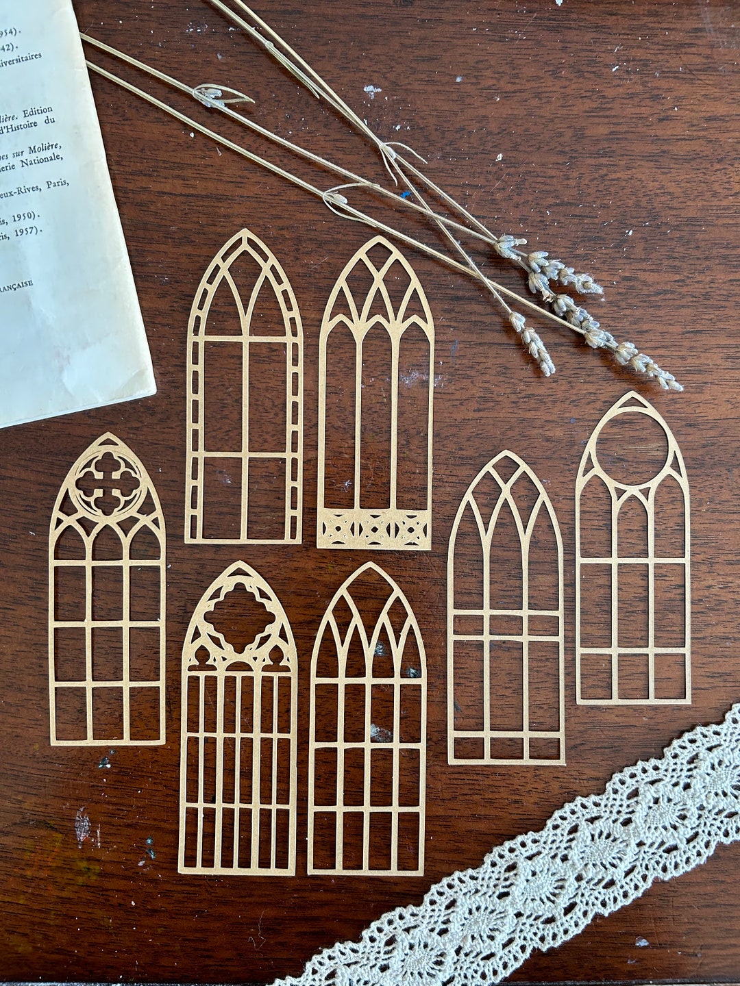 Die Cuts | 12 Pieces Cathedral Windows Die Cuts | Black White Kraft ...