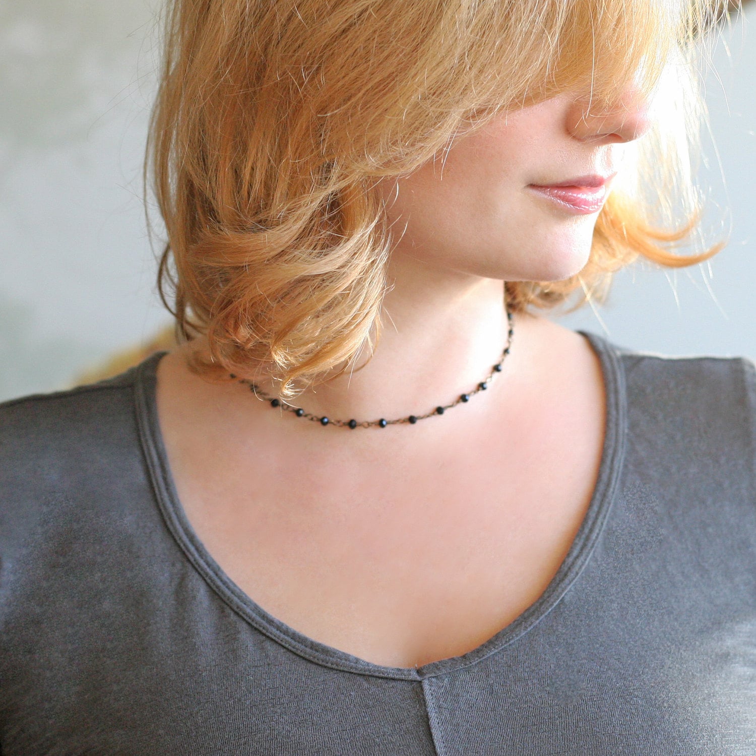 Ras du cou perle noire ras du cou petite perle collier sexy | Etsy