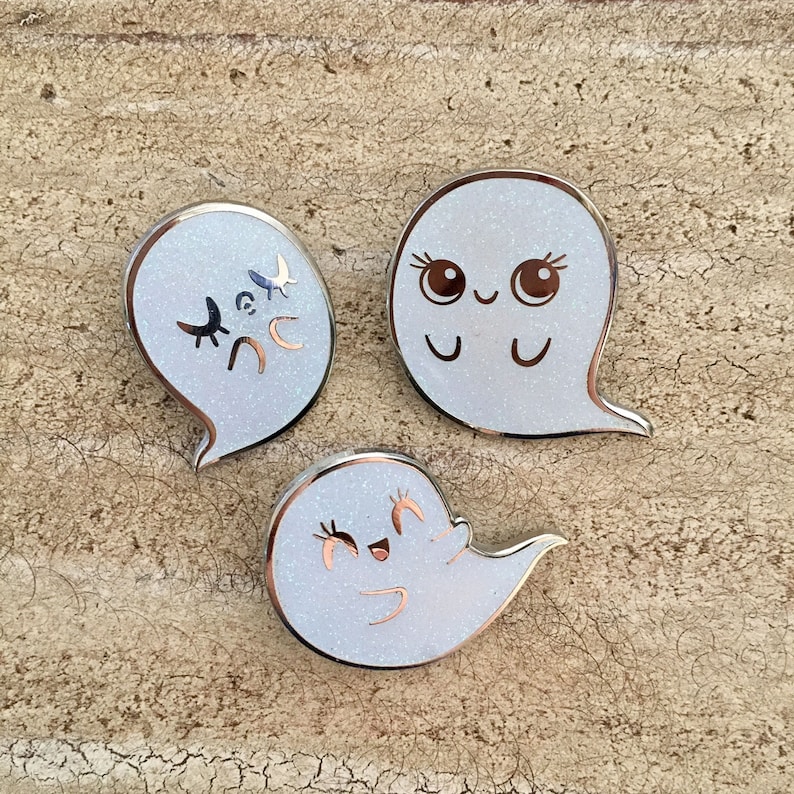Glitter Ghosts Hard Enamel Lapel Pin Set - Etsy