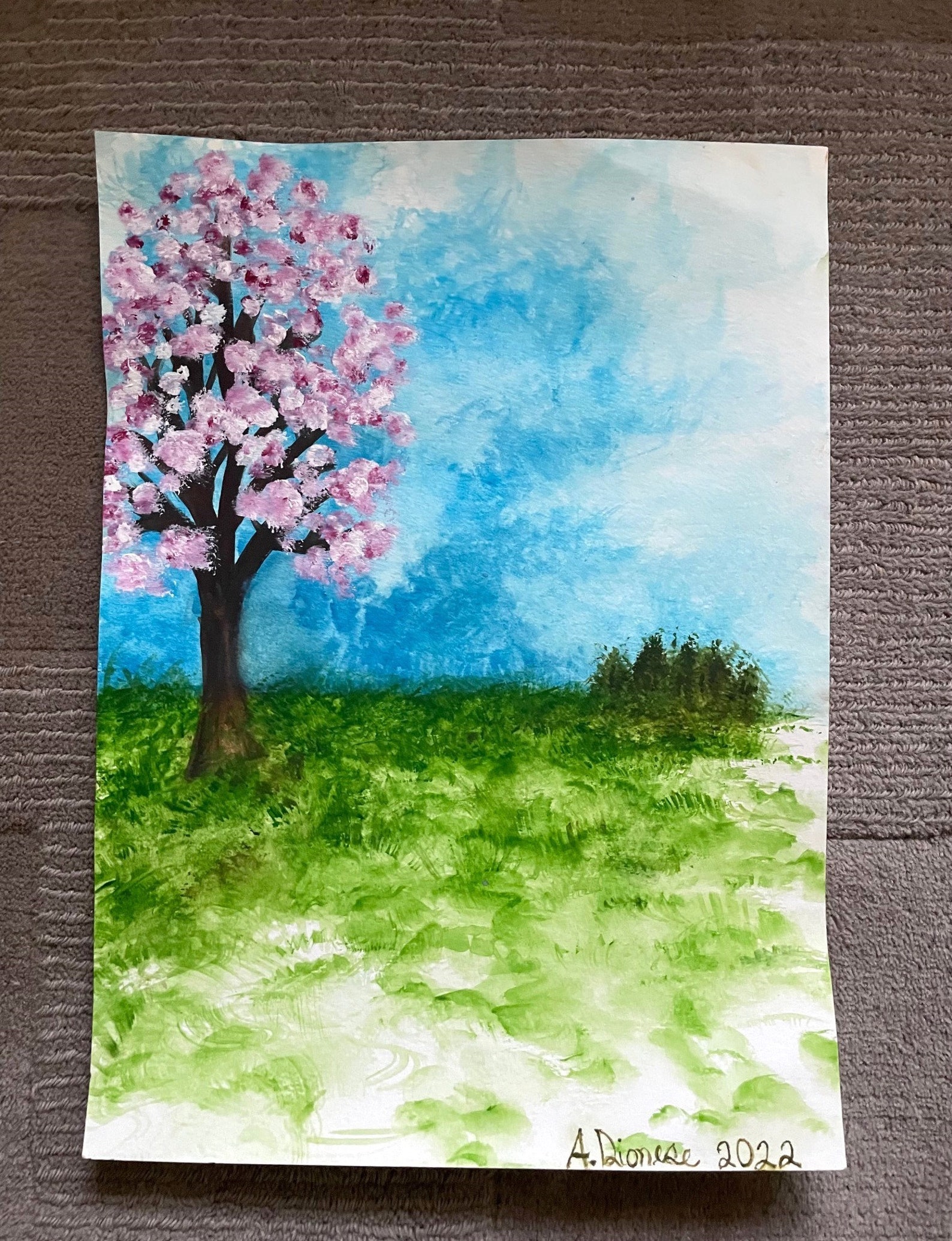 Cherry Blossom Tree: Watercolor Painting - Etsy