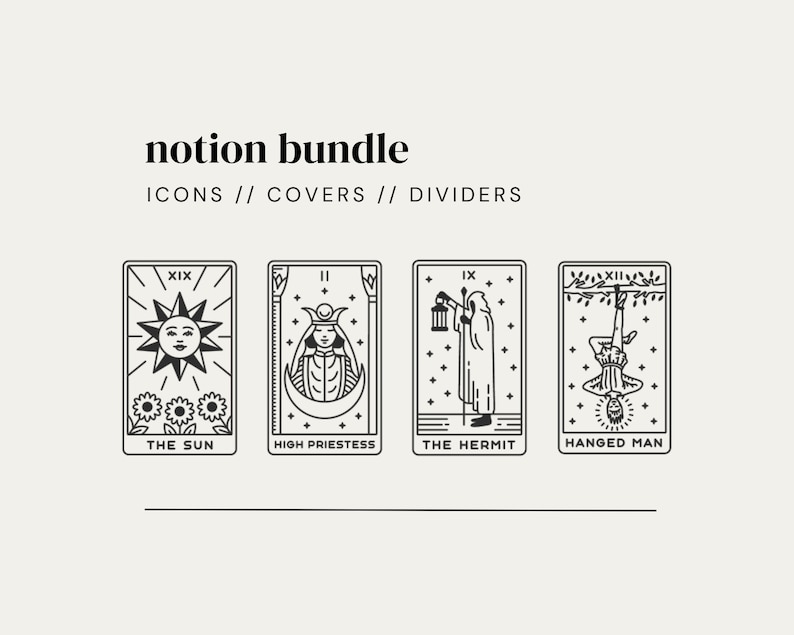 Notion Bundle: Tarot Card Icon Collection // Organic, Funky, Black ...