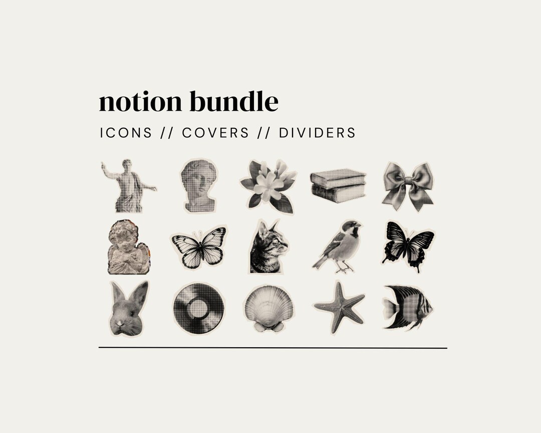 Notion Bundle: Vintage Collage Halftone Icon Collection // Vintage ...