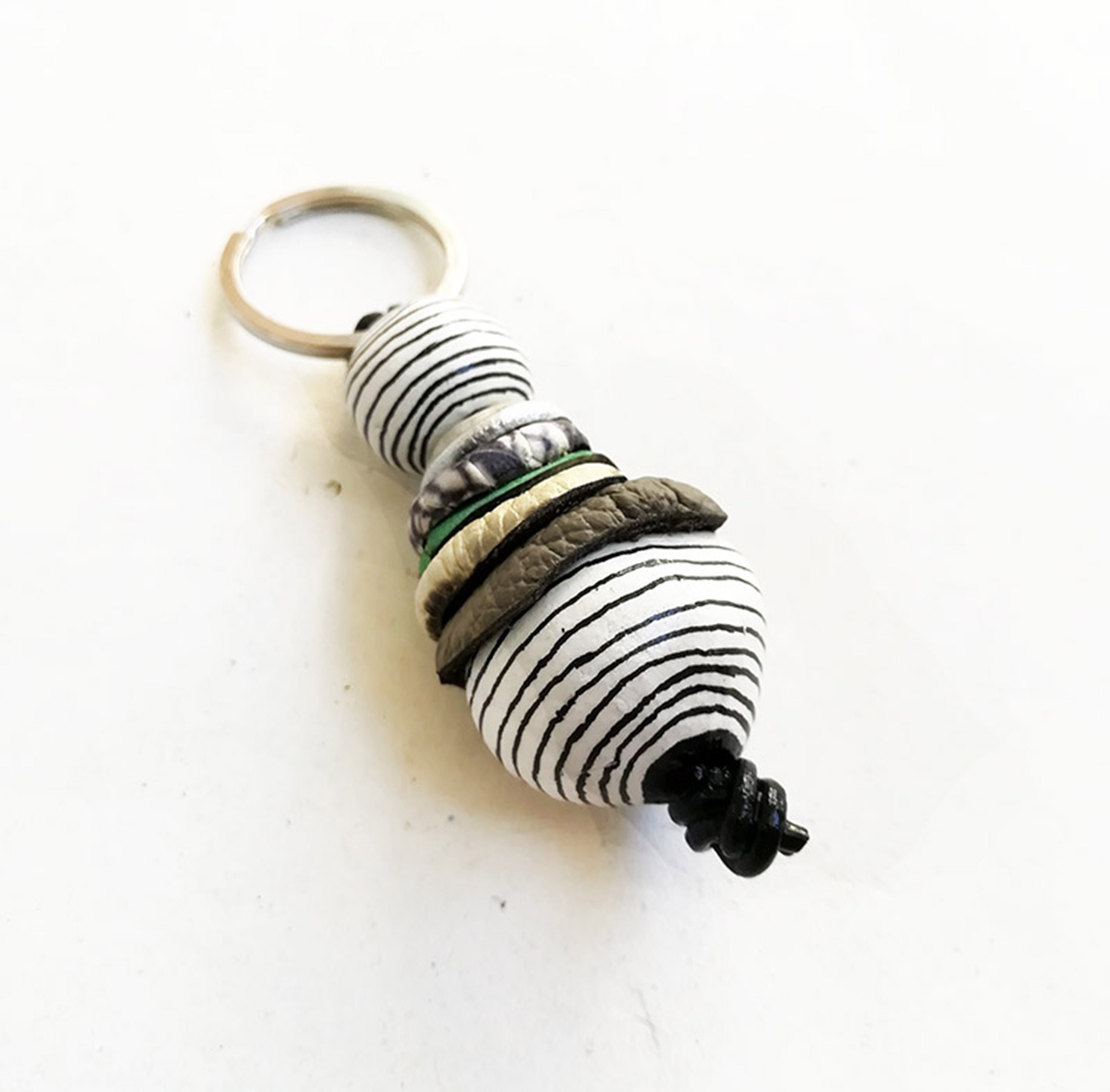 Geometic Women's Clay Bead Leather Keychain is A Handmade - Etsy