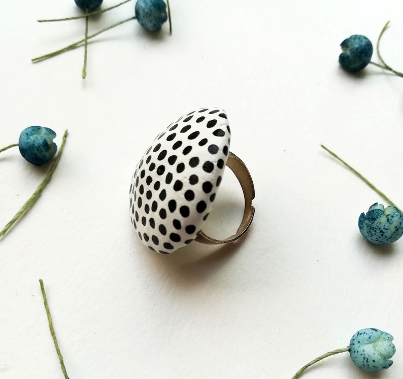 Women's Ceramic Ring With Adjustable Size is Unique Handmade Clay Ring ...