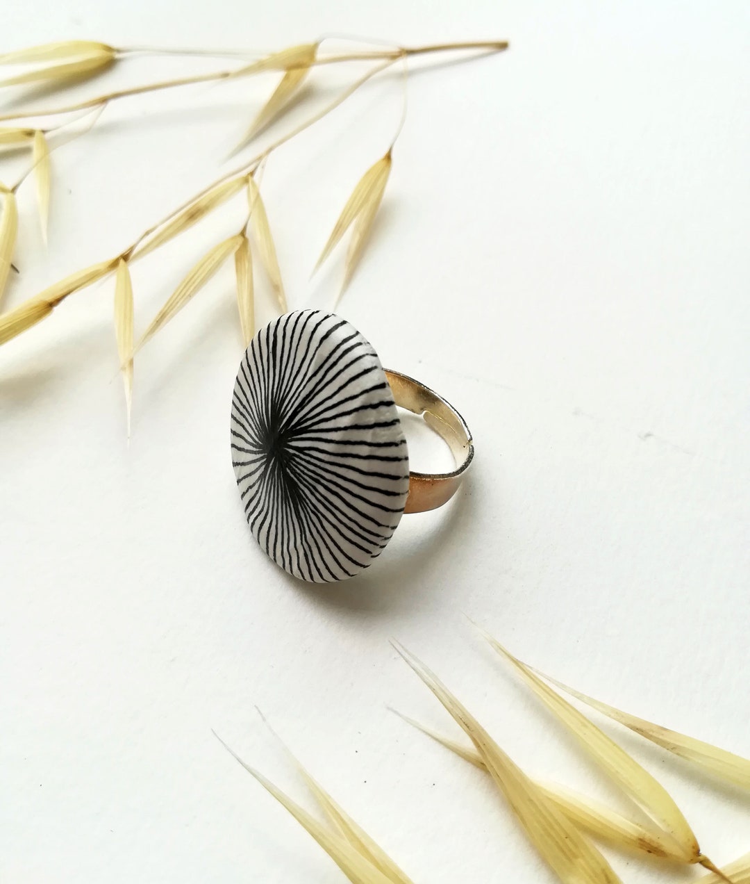 Women's Ceramic Ring With Adjustable Size is Unique Handmade Clay Ring ...