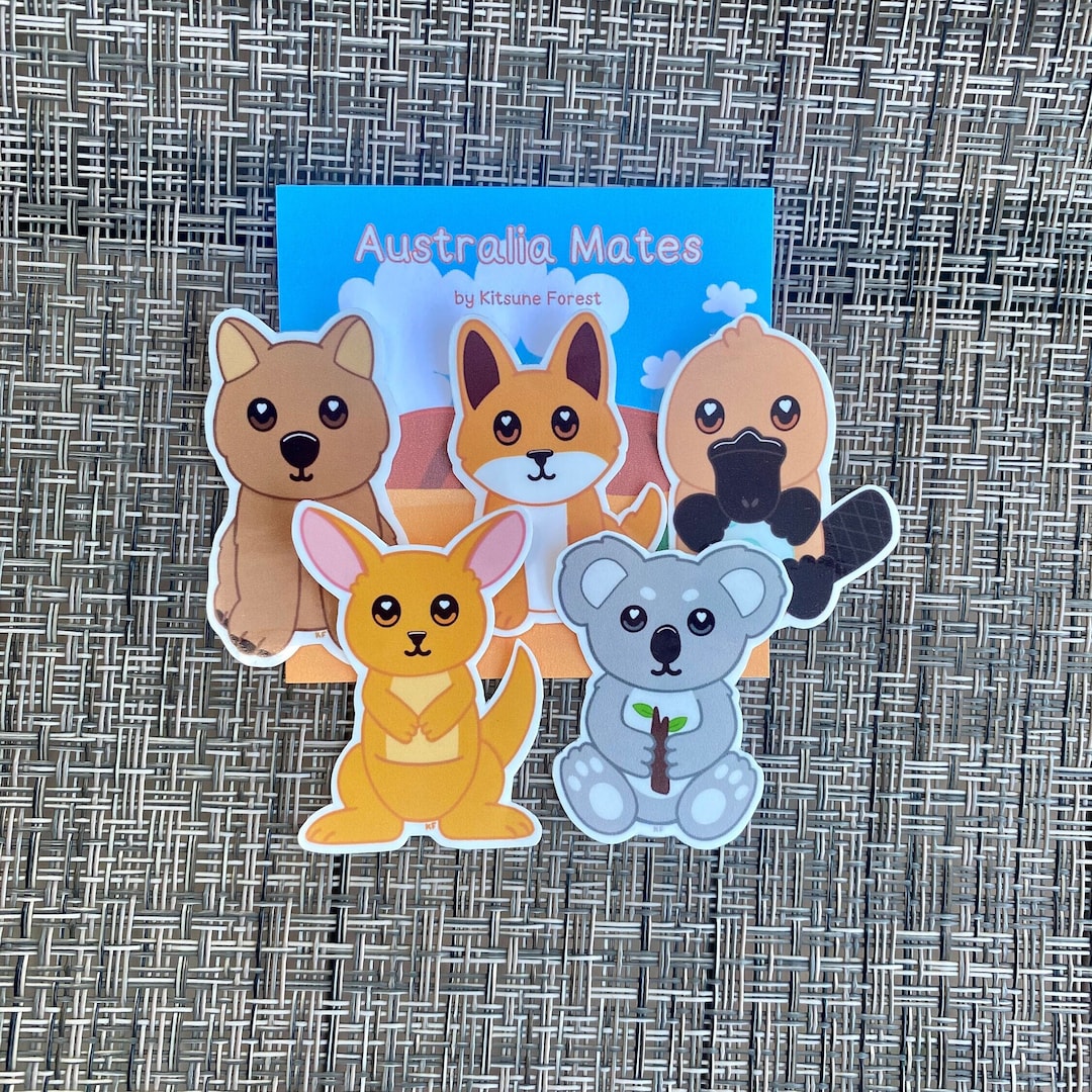 Australia Mates Sticker Set / Pack of 5 / Dingo / Koala / Wombat ...