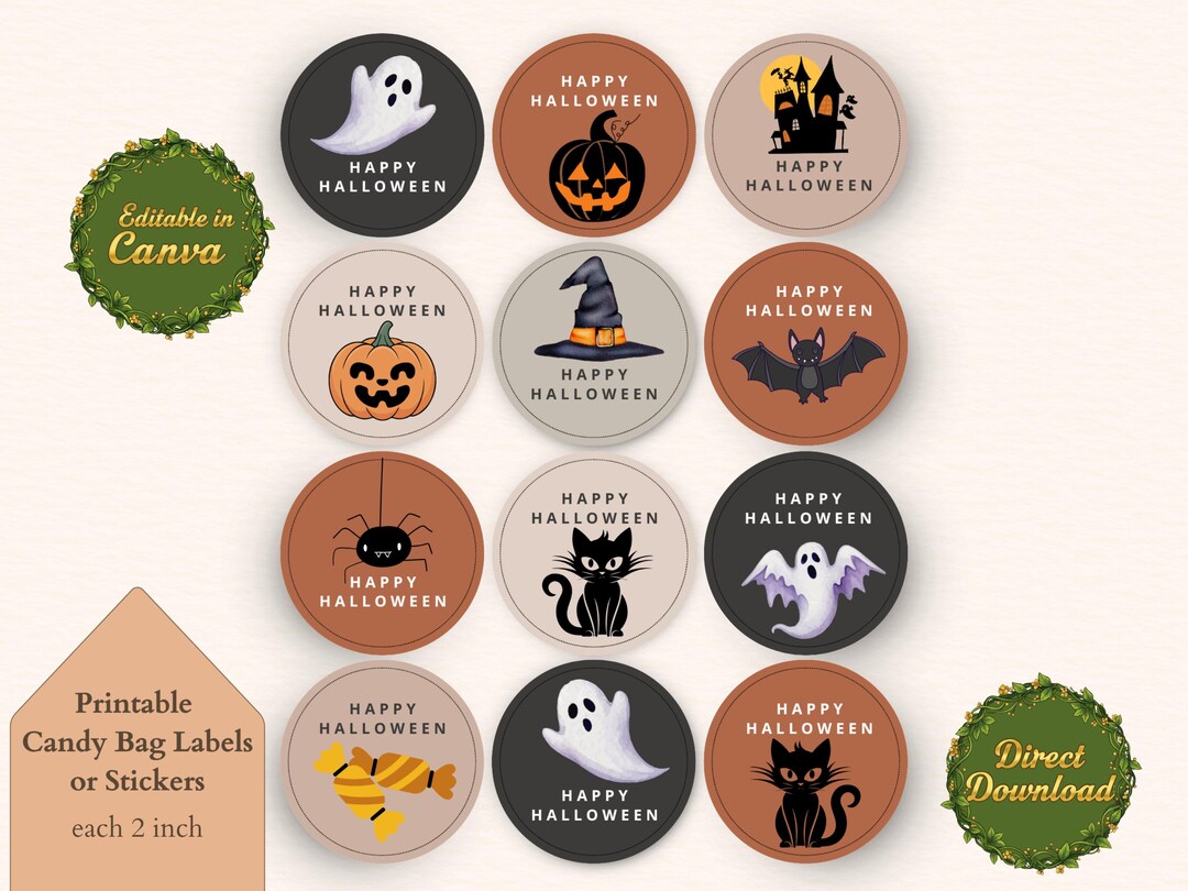 Editable Halloween Tags | Printable Halloween Candy Bag Labels - Etsy