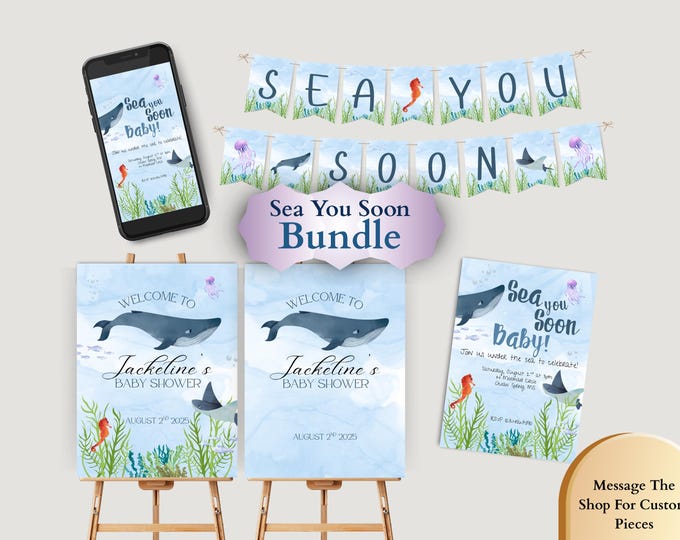 Editable Under the Sea Baby Shower Sign Ocean Baby Shower Welcome Sign ...