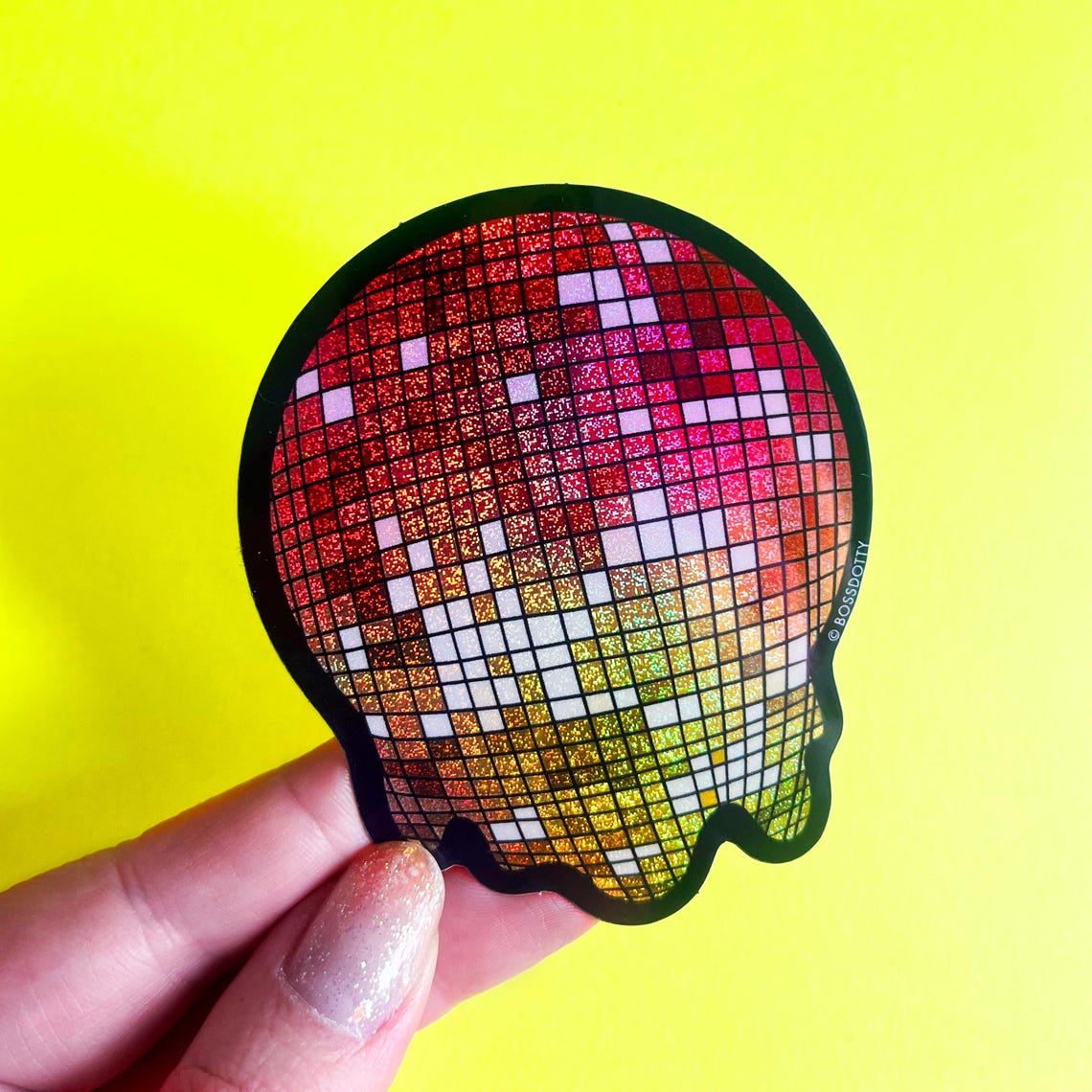Melting Disco Ball Glitter Sticker - Etsy