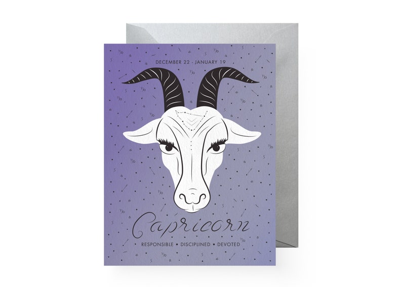 Capricorn Zodiac Birthday Card Etsy