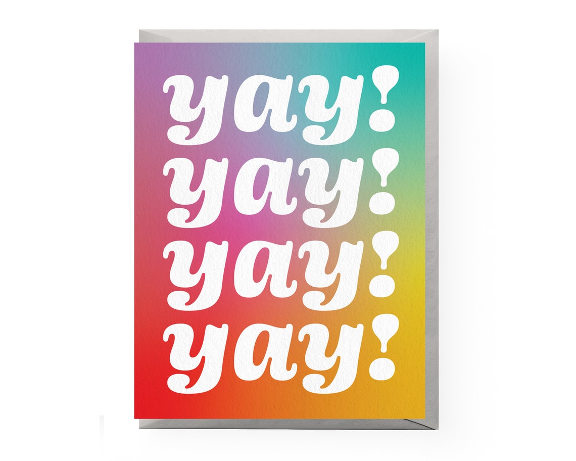 Quadruple Yay Card Congratulations Card Encouragement Card - Etsy