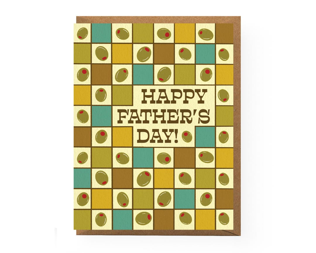 Olive Check Father's Day Card | Vintage Dad Card - Etsy
