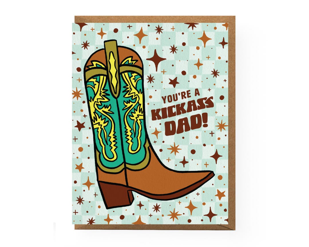 Kick Ass Dad Father's Day Card | Western Dad Card | Funny Greeting Card ...