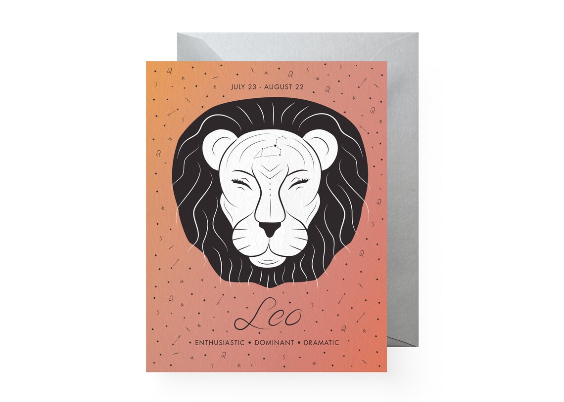 Leo Zodiac Birthday Card | Etsy