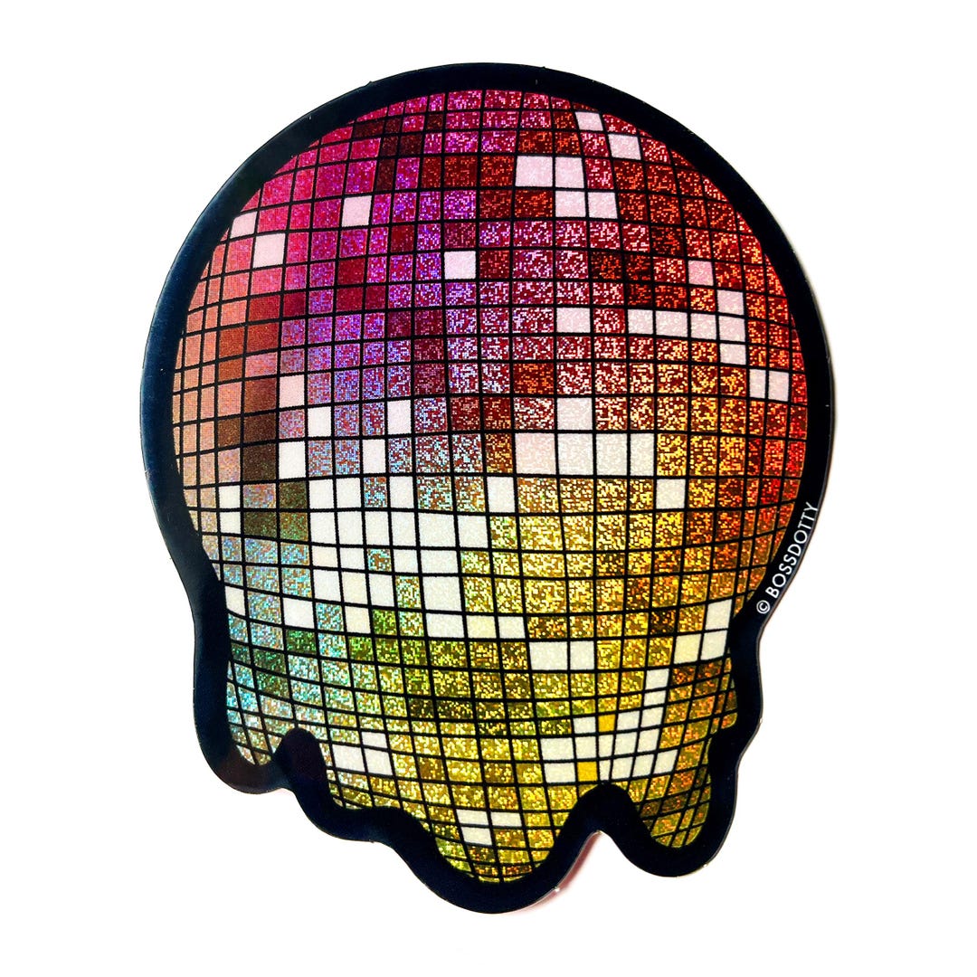 Melting Disco Ball Glitter Sticker - Etsy