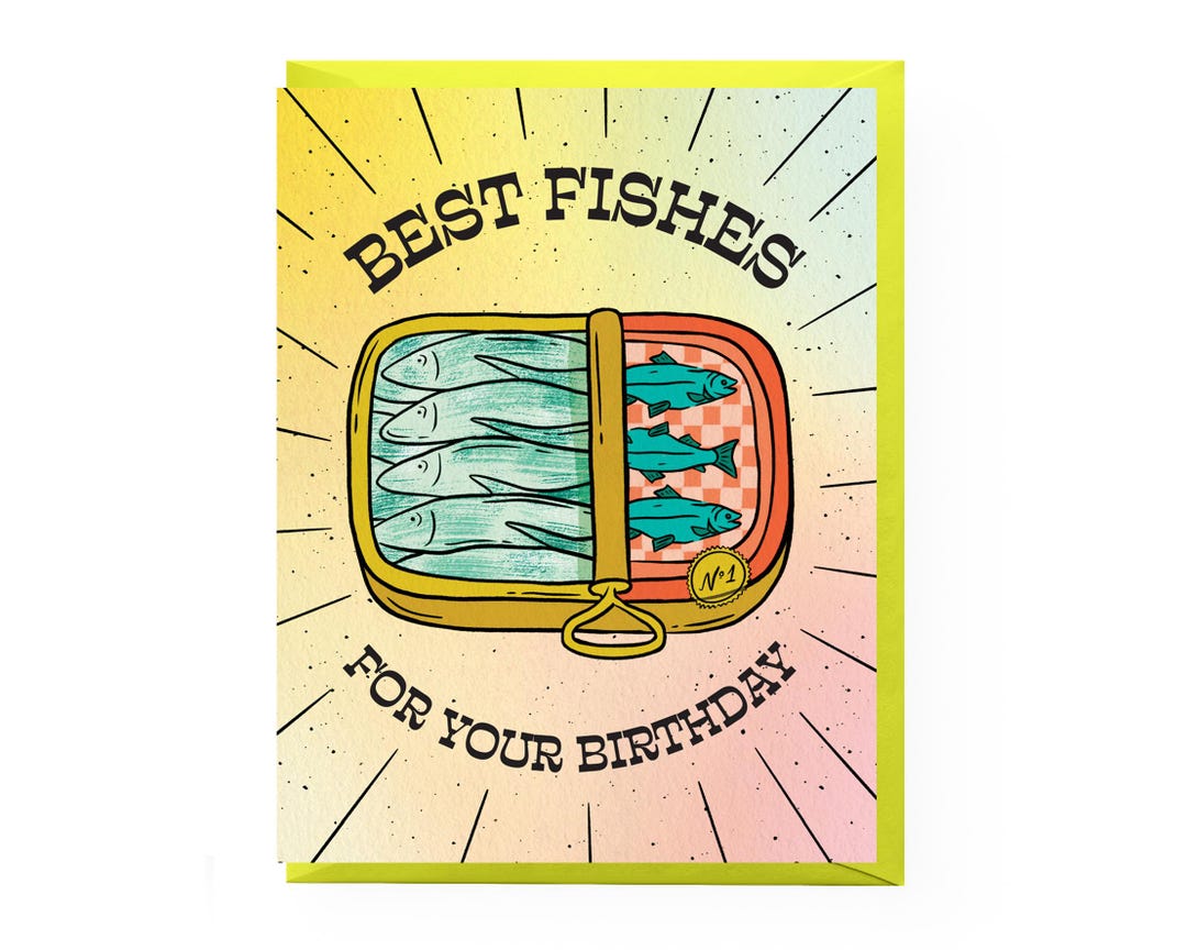 Tinned Fish Birthday Card | Sardine Birthday Card, Foodie Birthday Card ...