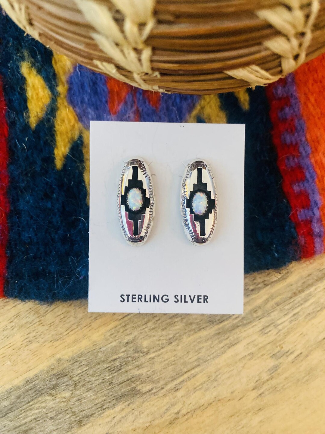 Navajo Sterling Silver Shadowbox Opal Post Earrings - Etsy