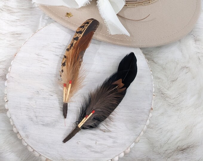 Hat Band Feathers. Custom Brown Hat Band Feather Cluster for Your Hat ...