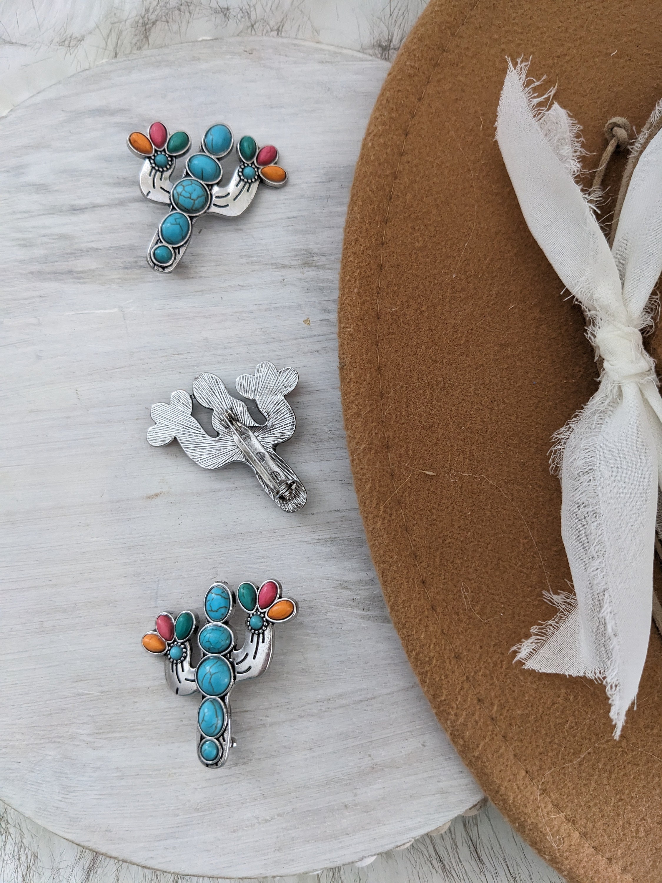 Cowboy Prickly Pear Cactus Brooch Hat Pin! Update Your Favorite Western ...