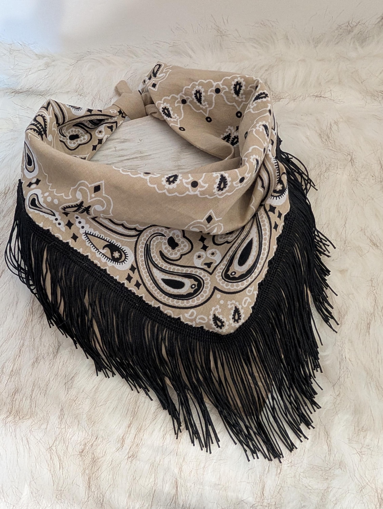 Cowgirl Fringe Bandana/ Cotton Fringe Bandana / Cowgirl Accessory - Etsy