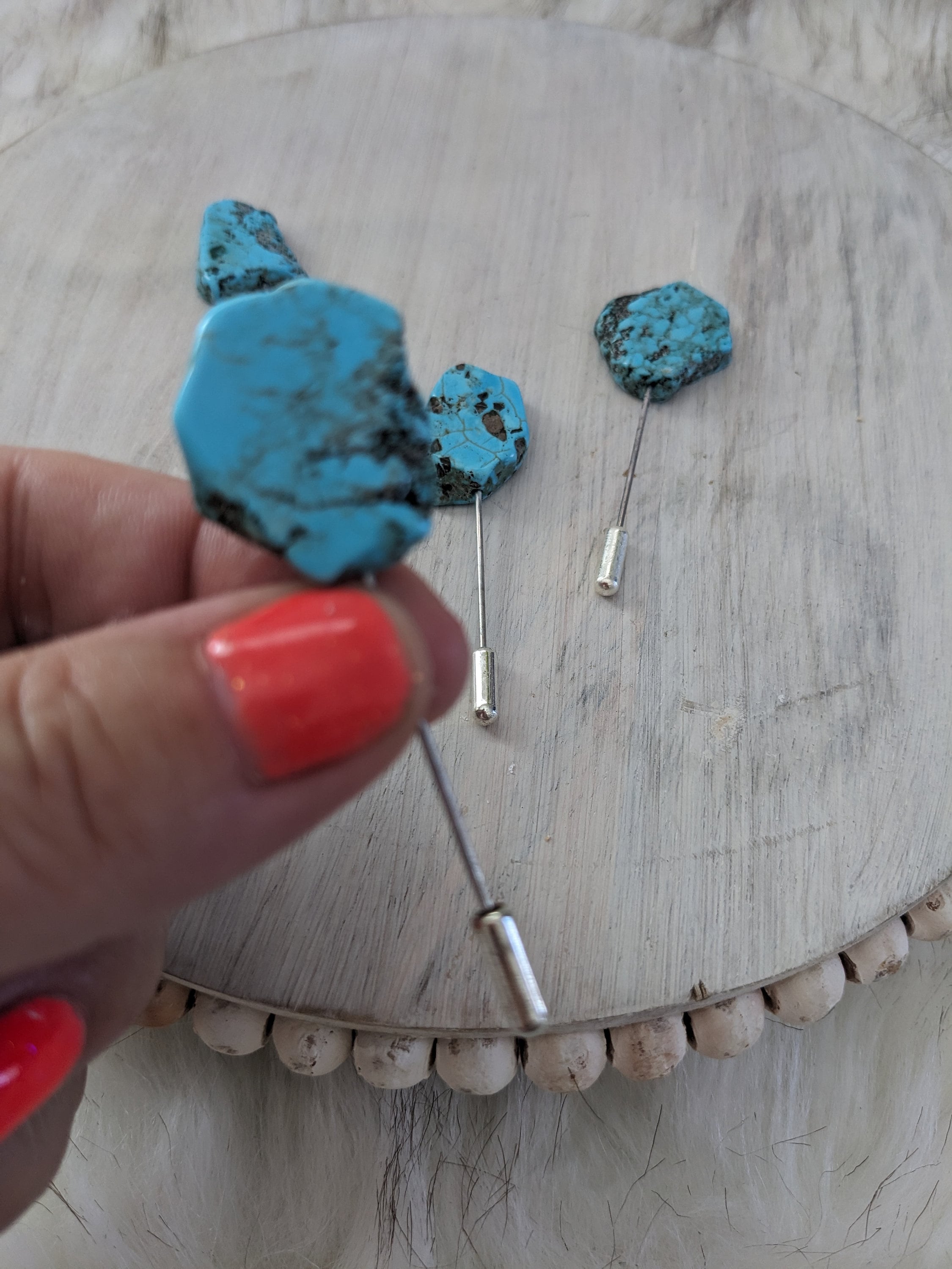 Turquoise Stone Stick Pins. Add to Your Favorite Hat, Fedora or Beanie ...
