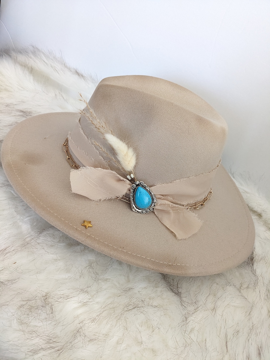 Cowboy Brooch Turquoise Stone Hat Pin! Update Your Favorite Western Hat ...