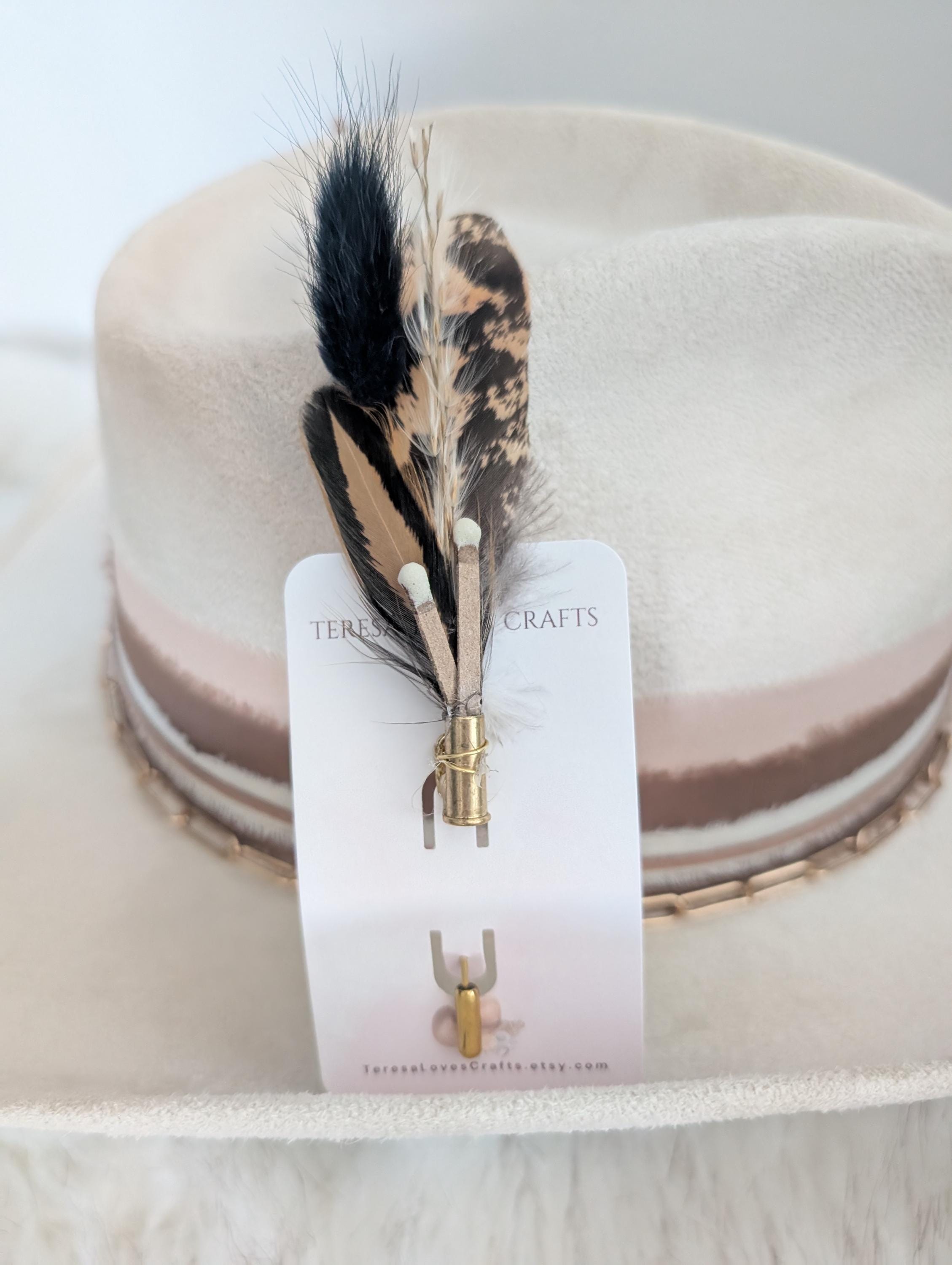 Upcycled Bullet Casing Hat Pin With Feathers. Upcycled 22 Casing/hat ...