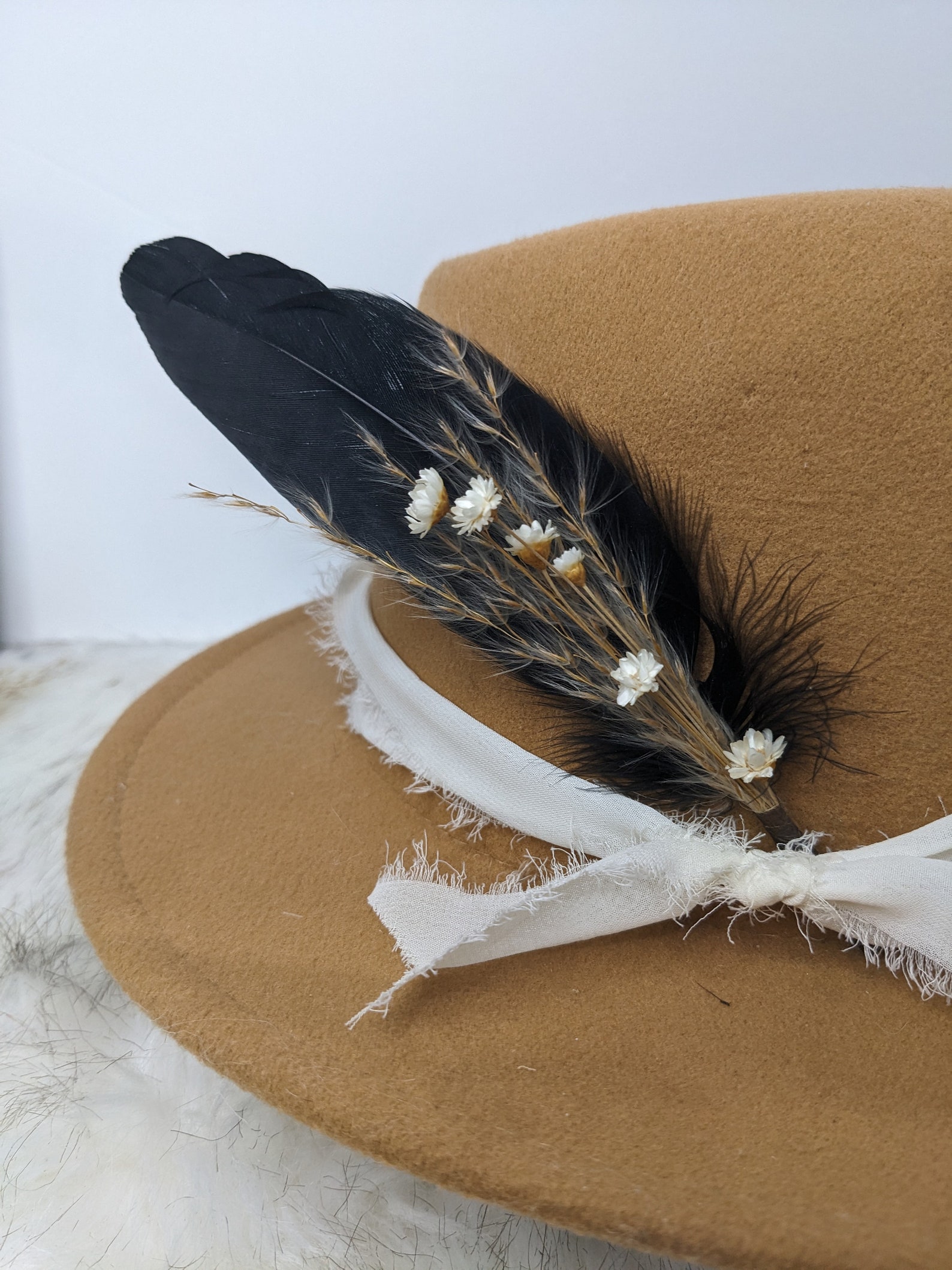 Rustic Hat Band Feathers. Hat Band Accessory. Custom Feather for Your ...