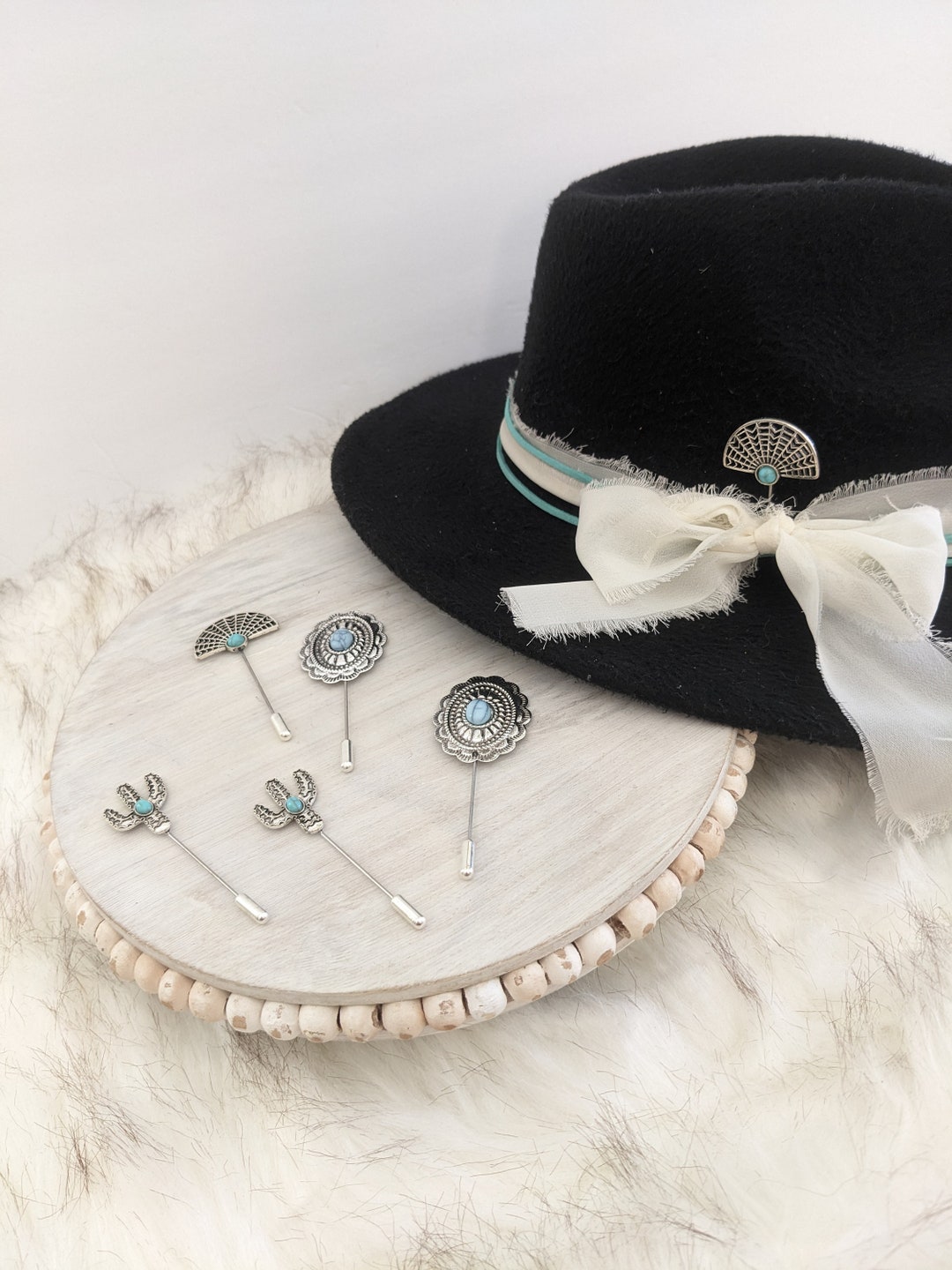 Turquoise Stone Cowgirl Hat Pins! Cactus Stick Pin/ Concho Hat Pin ...