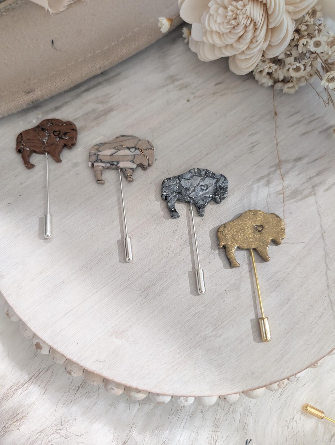 Rustic Buffalo Hat Pins. Update Your Favorite Western Hat. Cowboy Hat ...