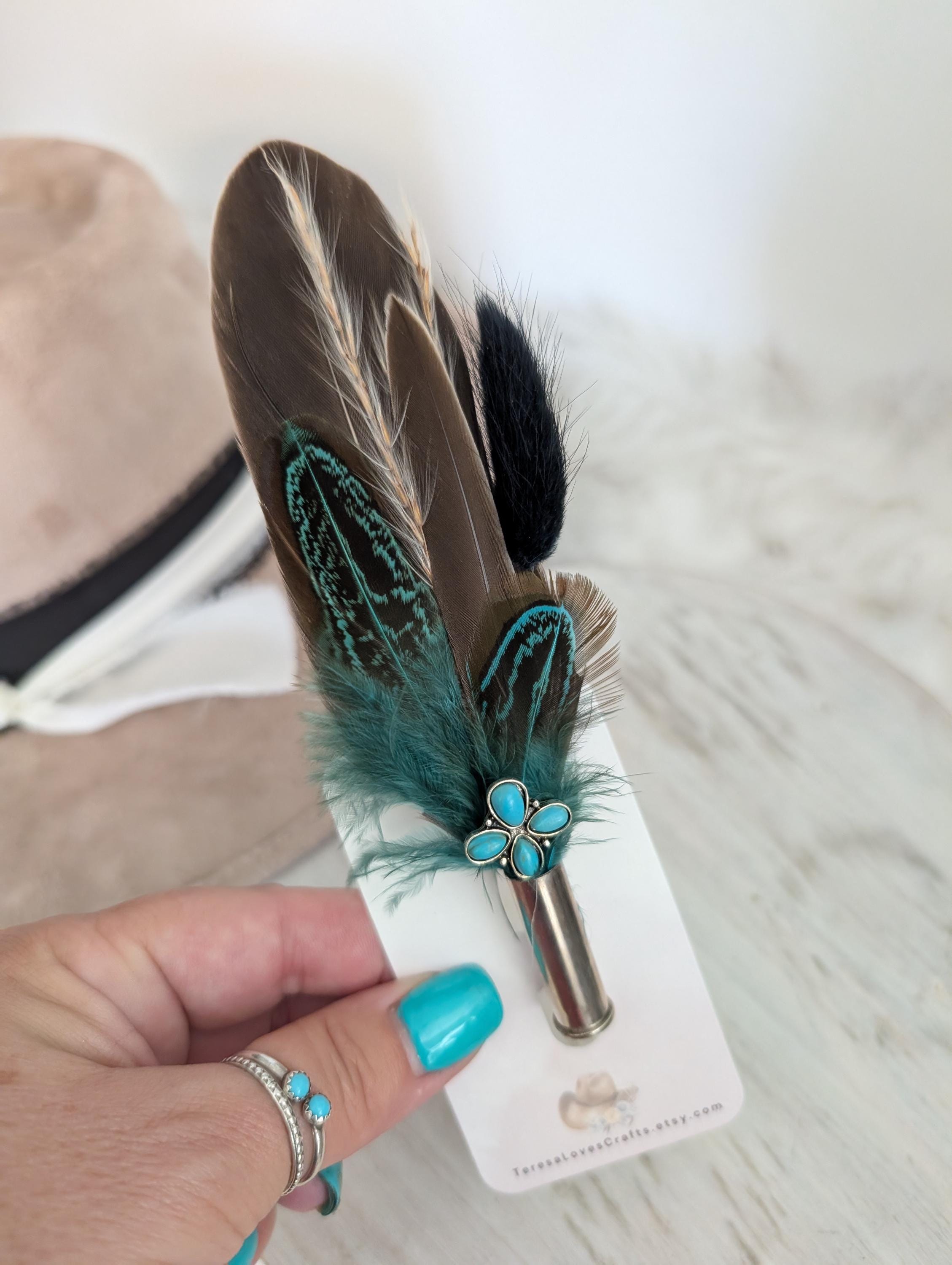 Upcycled Casing Hat Pins With Feathers Dried Flowers. Hat Accessory ...