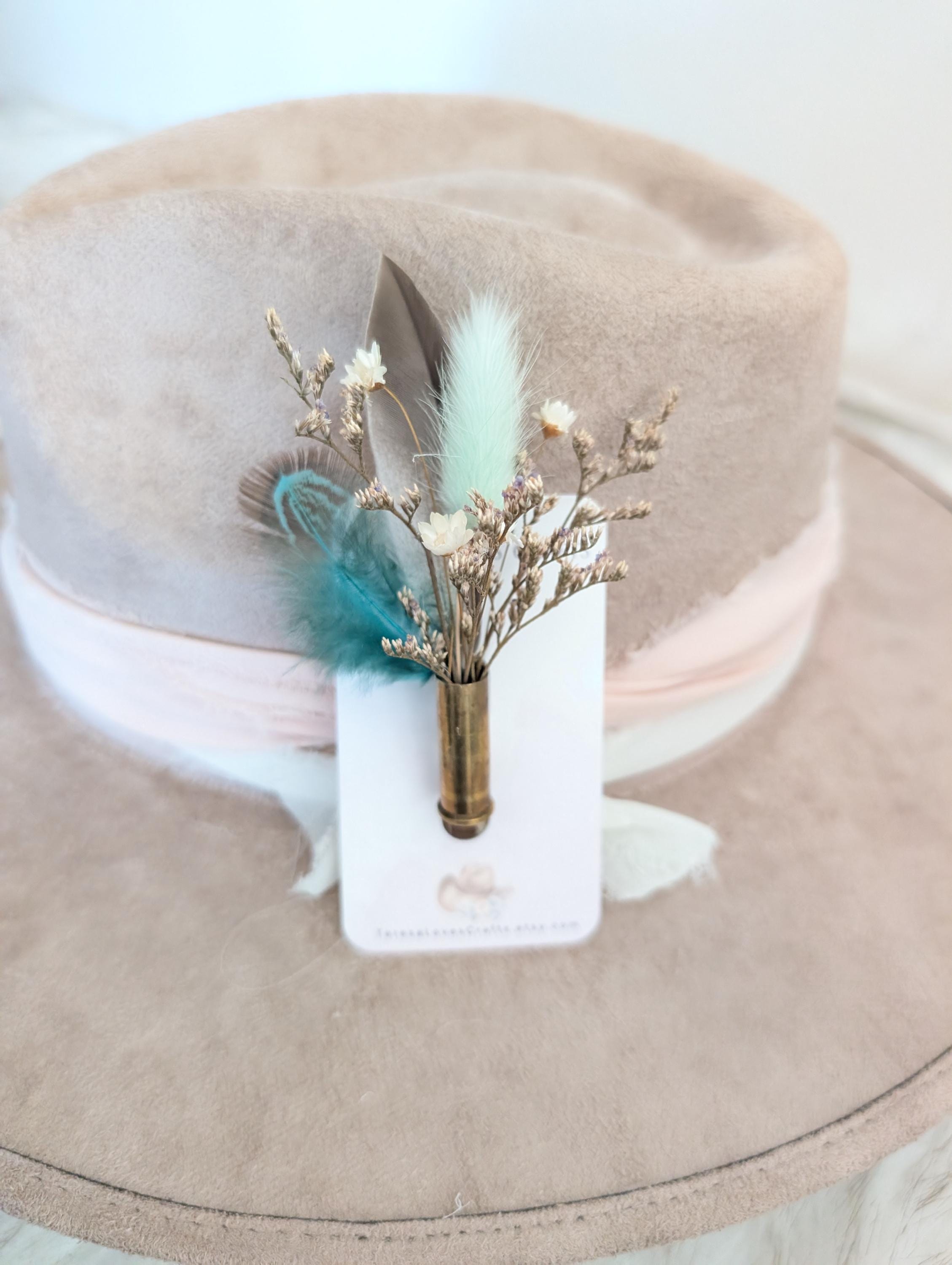 Upcycled Casing Hat Pins With Feathers and Dried Flowers. Hat Accessory ...