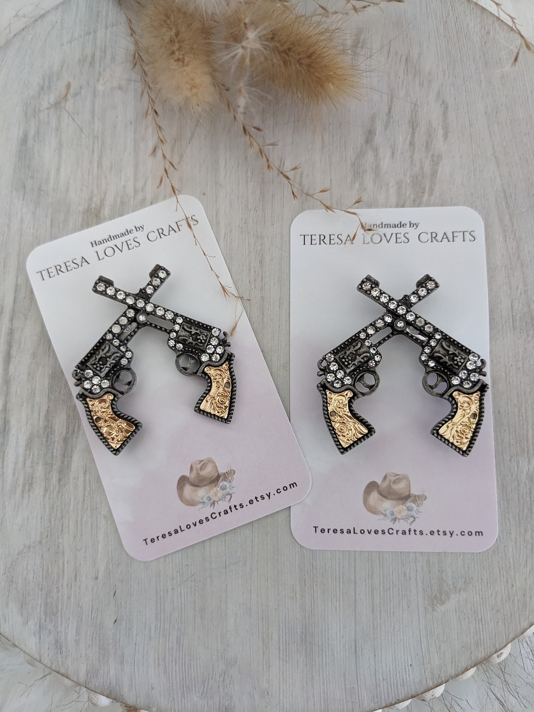 Cowgirl Rhinestone Pistols Hat Pin. Rhinestone Pistol for Your Hat. Pin ...